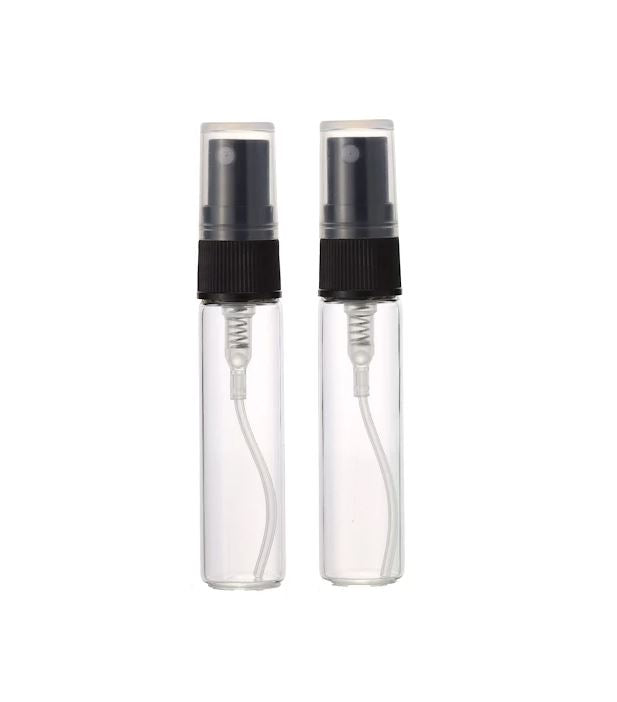 Refillable Spray Bottle - Black Glass w/ Gold, Black, Silver Cap 10ml ...